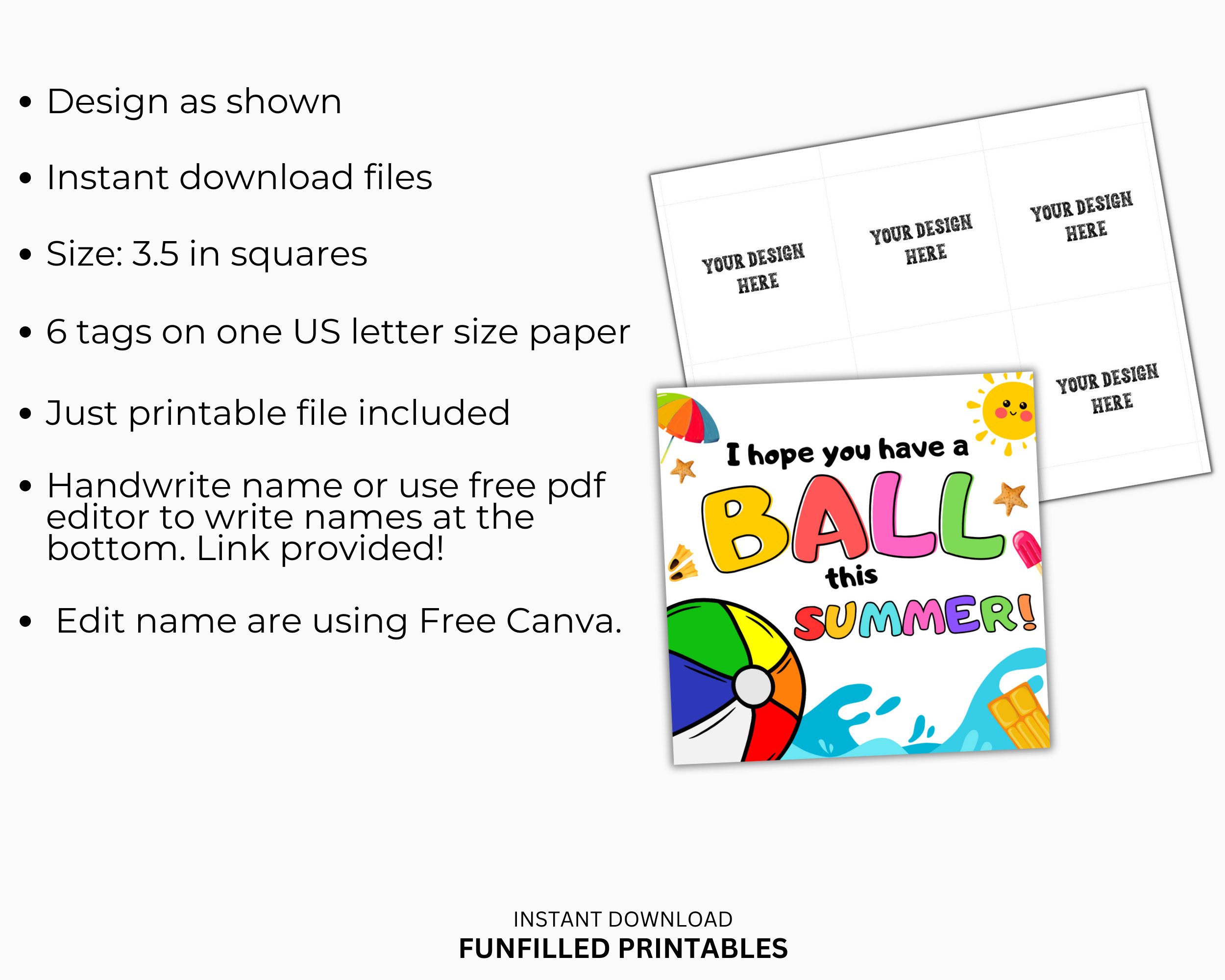Beach Ball Gift Tag, End of School Year Gift for Students, Last Day of ...