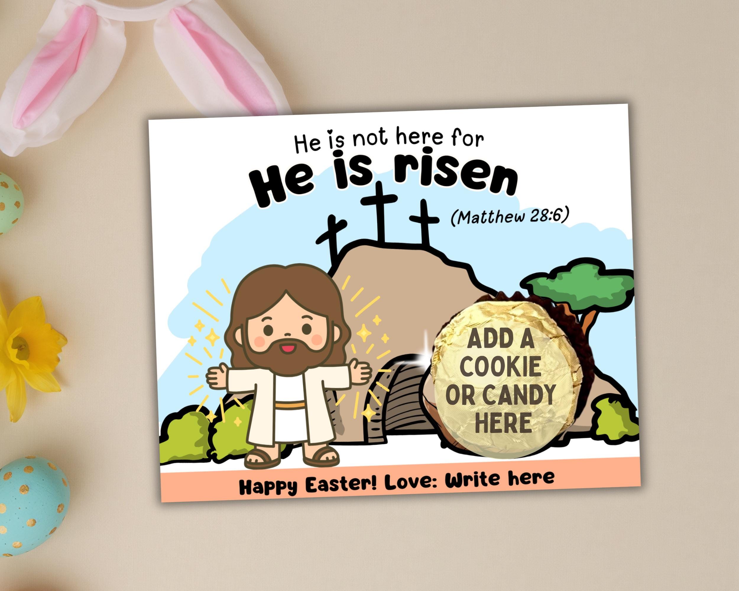 Religious Easter Treat Tag, He is Risen Printable, Sunday School Easter ...