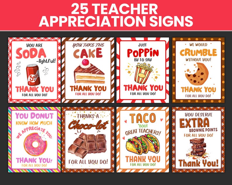 Teacher Appreciation Signs Bundle Printable, Staff Appreciation Sign ...