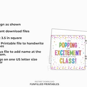 Popping With Excitement Back to School Popcorn Tag, Student Welcome ...