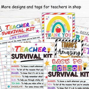 Teacher Survival Kit Gift Tag, Back to School Teacher Gift, Teacher ...