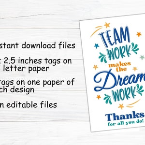 Employee Appreciation Gift Tag, Staff Team Appreciation, Employee ...