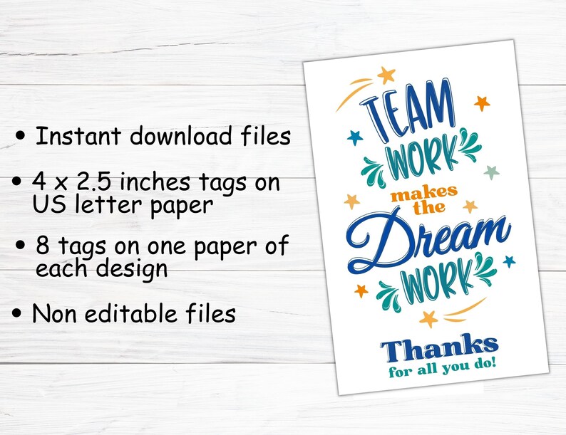 Employee Appreciation Gift Tag, Staff Team Appreciation, Employee ...