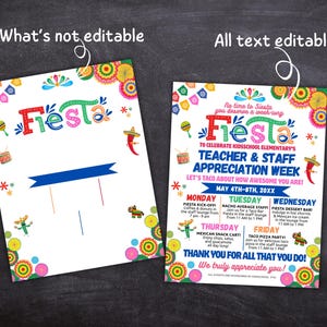 Editable Fiesta Teacher Appreciation Week Flyer Template Itinerary ...