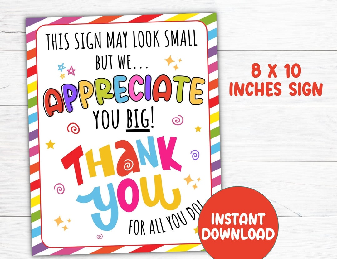 Appreciation Day Sign, Thank You Sign Printable, Employees Appreciation ...