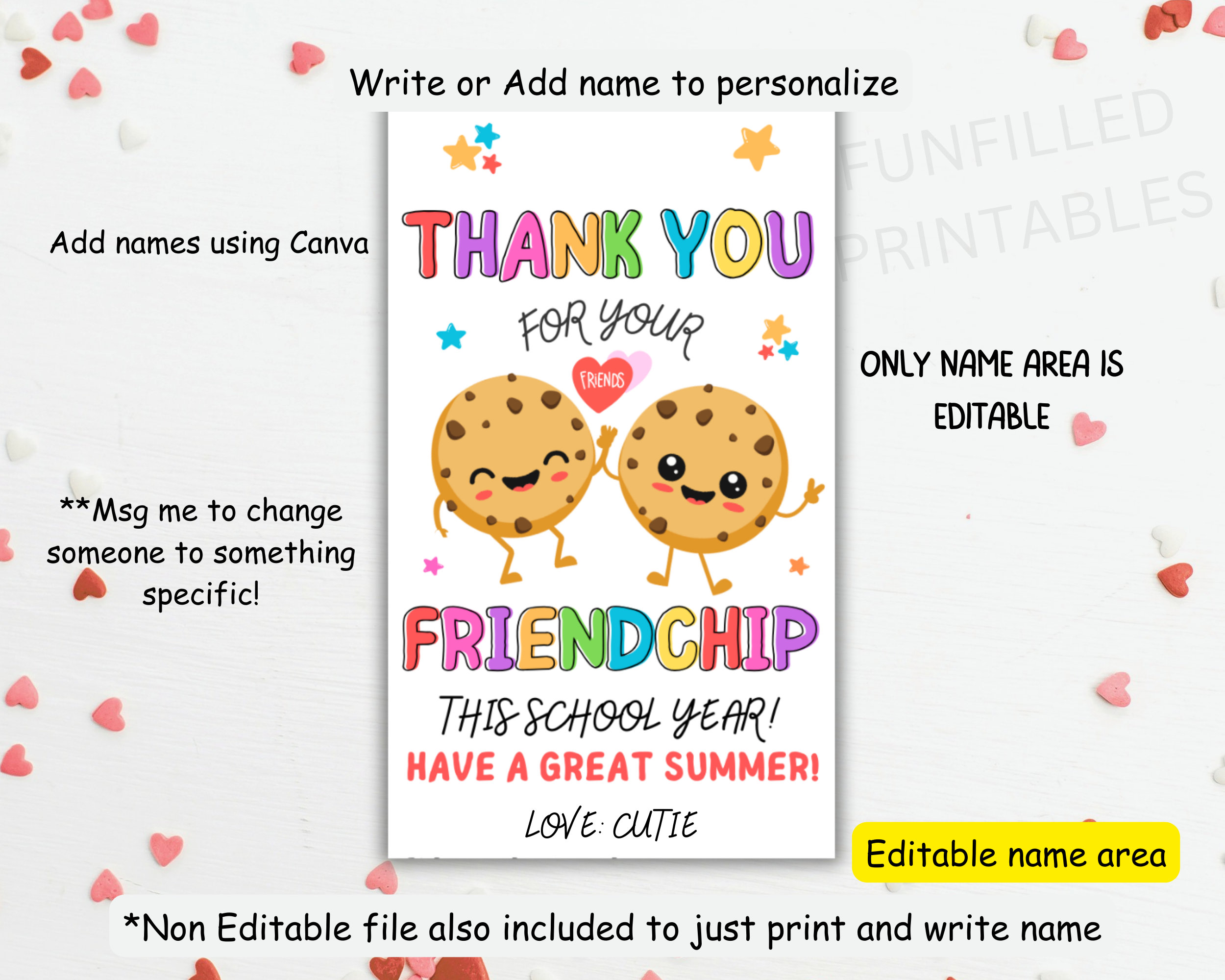 End of School Year Classmate Gift Tag, Friend Chip Cookie Bag Tag, Last ...
