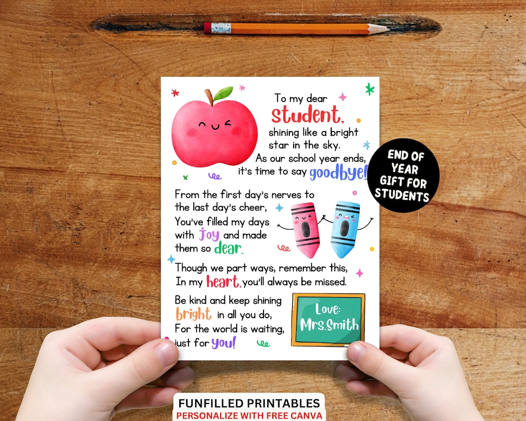 End of School Year Letter for Students, Graduation Poem, Last Day of ...