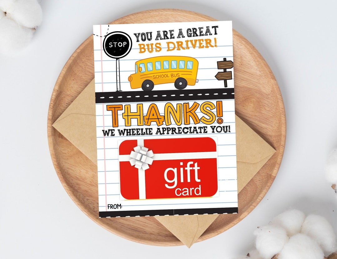 Bus Driver Appreciation Gift Card Holder Printable, School Bus Driver ...