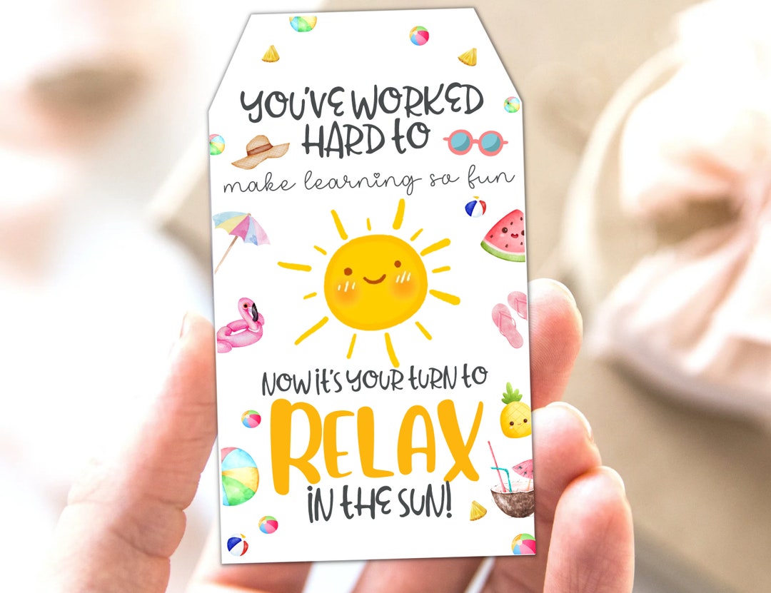 End of Year Teacher Gift Tag, Summer Teacher Gift Tag, Teacher Beach ...