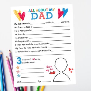 All About My Dad Printable, Dad Questionnaire Fathers Day Fill in Blank ...