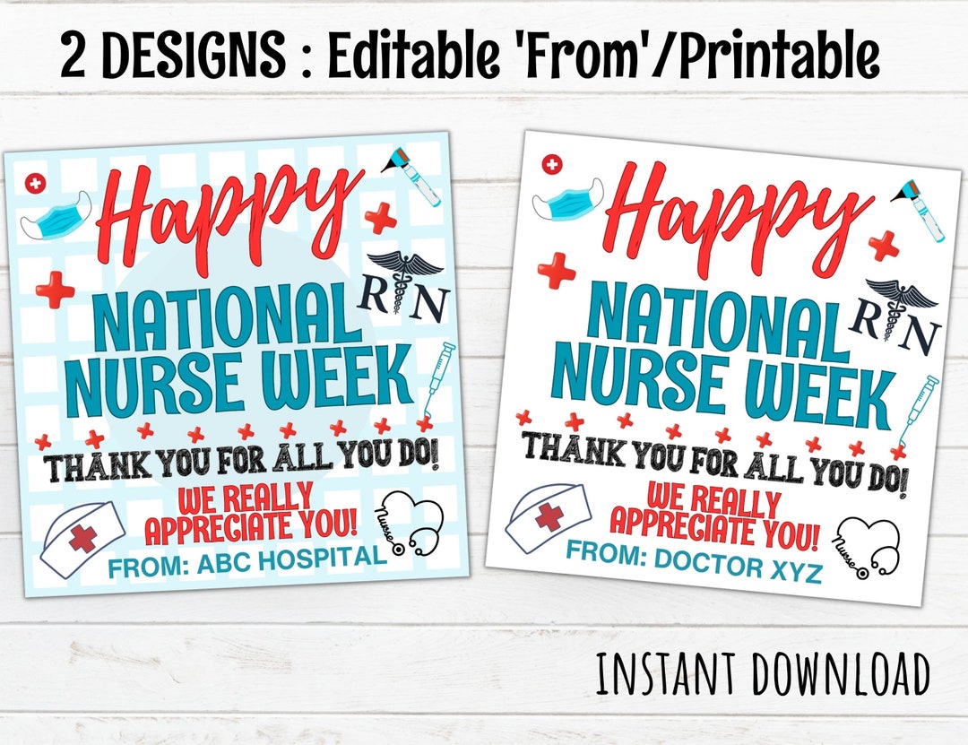 Happy Nurse Week Gift Tag Printable/editable, Nurse Appreciation Gift ...