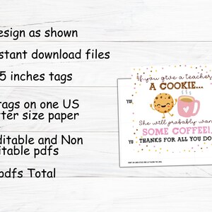 If You Give a Teacher A Cookie Gift Tags Printable, Teacher ...