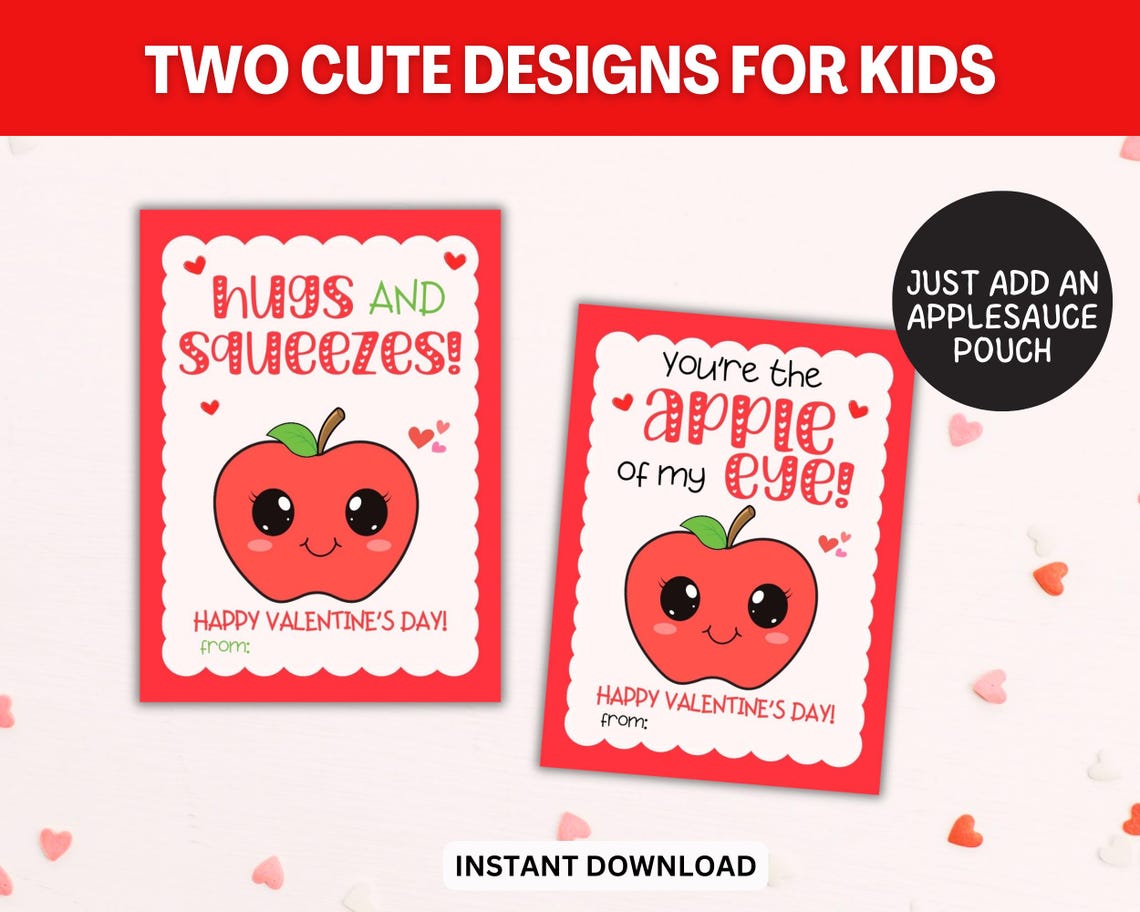 Valentines Applesauce Tag, Printable Applesauce Pouch Valentines Tag ...