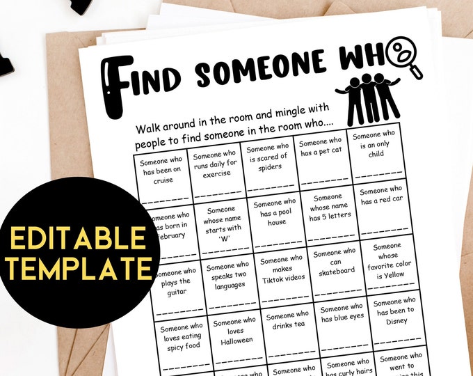 Get to Know You Bingo, Mingle Bingo, Find Someone Who Game, Icebreaker ...