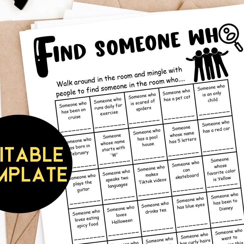 Find Someone Who Game - Etsy
