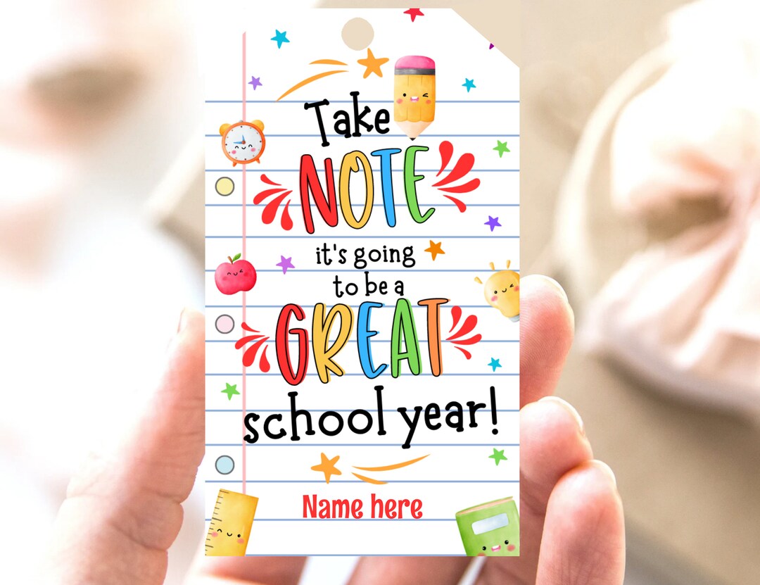 Back to School Tag, Pen Marker Take Note Great Year Tag, Welcome Back ...