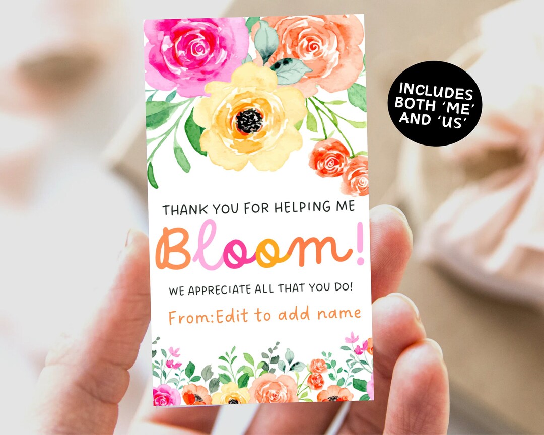 Floral Thank You Gift Tags, Thanks for Helping Us Bloom Teacher ...