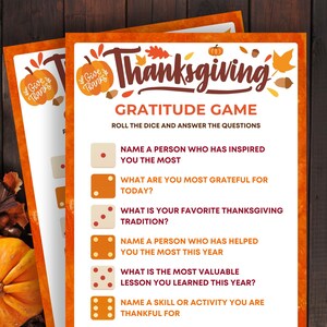 Thanksgiving Gratitude Game Printable, Gratitude Dice Game for Kids ...