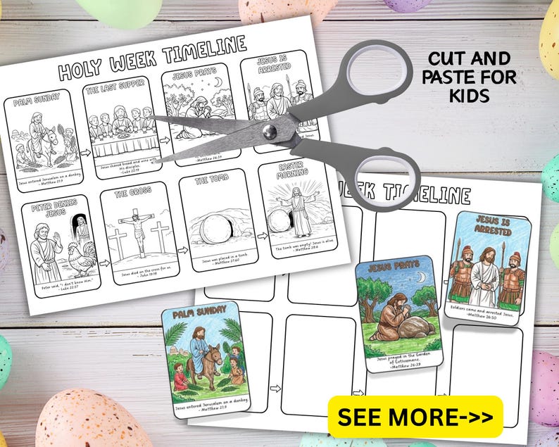 Holy Week Timeline Coloring Page – Easter Story Lesson, Palm Sunday ...