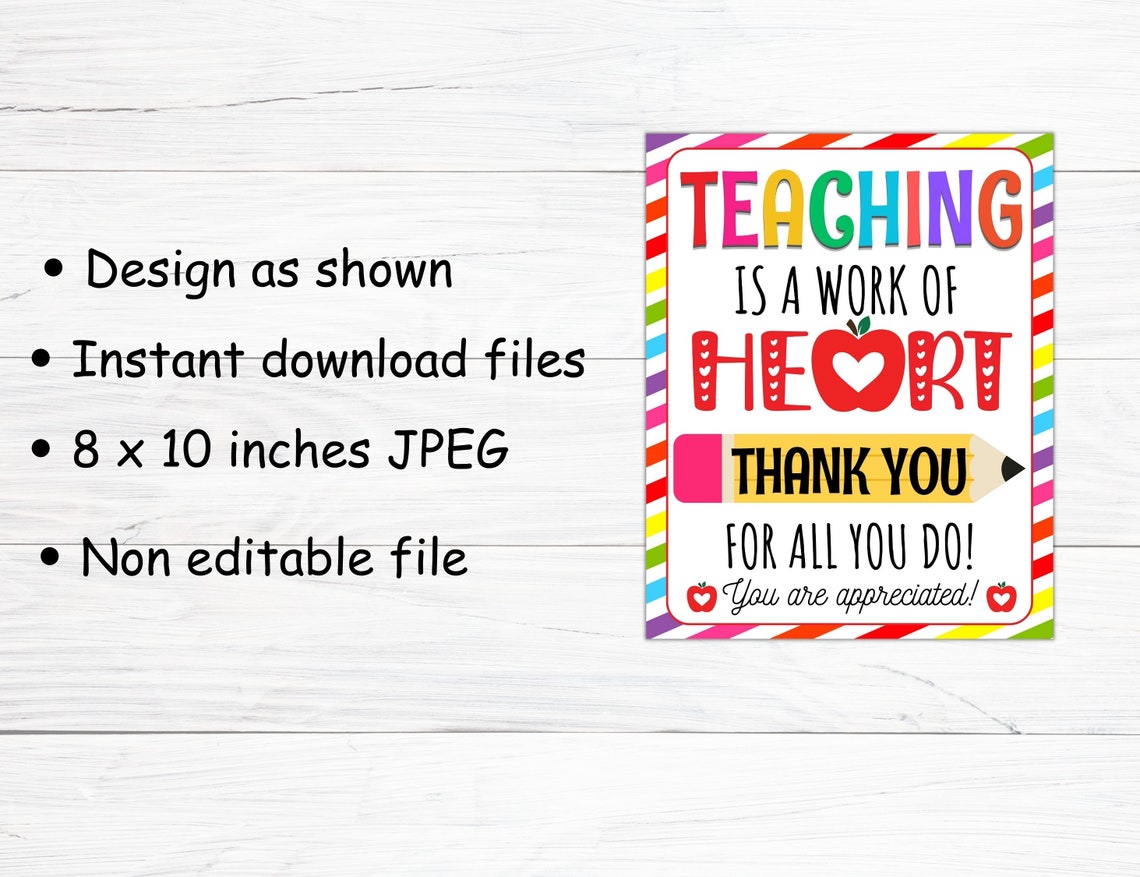 Teacher Appreciation Sign Printable, Teacher Thank You Sign, Staff ...