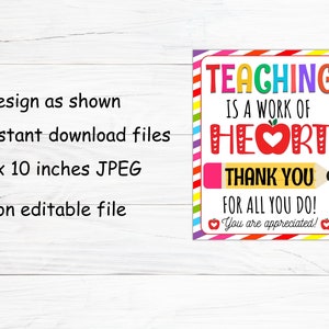 Teacher Appreciation Sign Printable, Teacher Thank You Sign, Staff ...