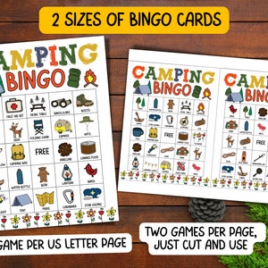 100 Camping Bingo Cards Printable Camping Games, Camping Birthday Party ...