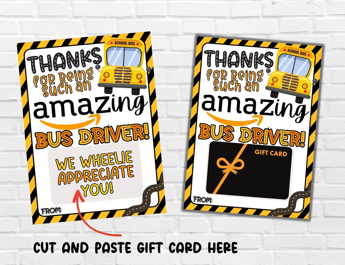 Bus Driver Gift Card Holder Printable, Bus Driver Thank You Gift, Bus ...