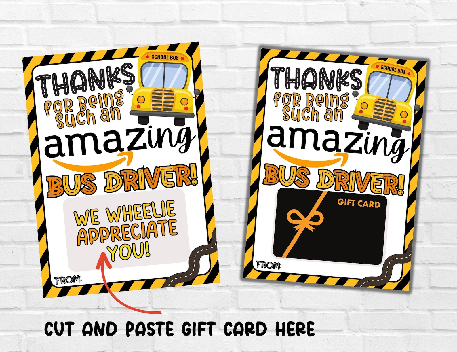 Bus Driver Gift Card Holder Printable Bus Driver Thank You - Etsy