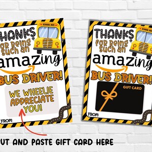 Bus Driver Gift Card Holder Printable, Bus Driver Thank You Gift, Bus ...