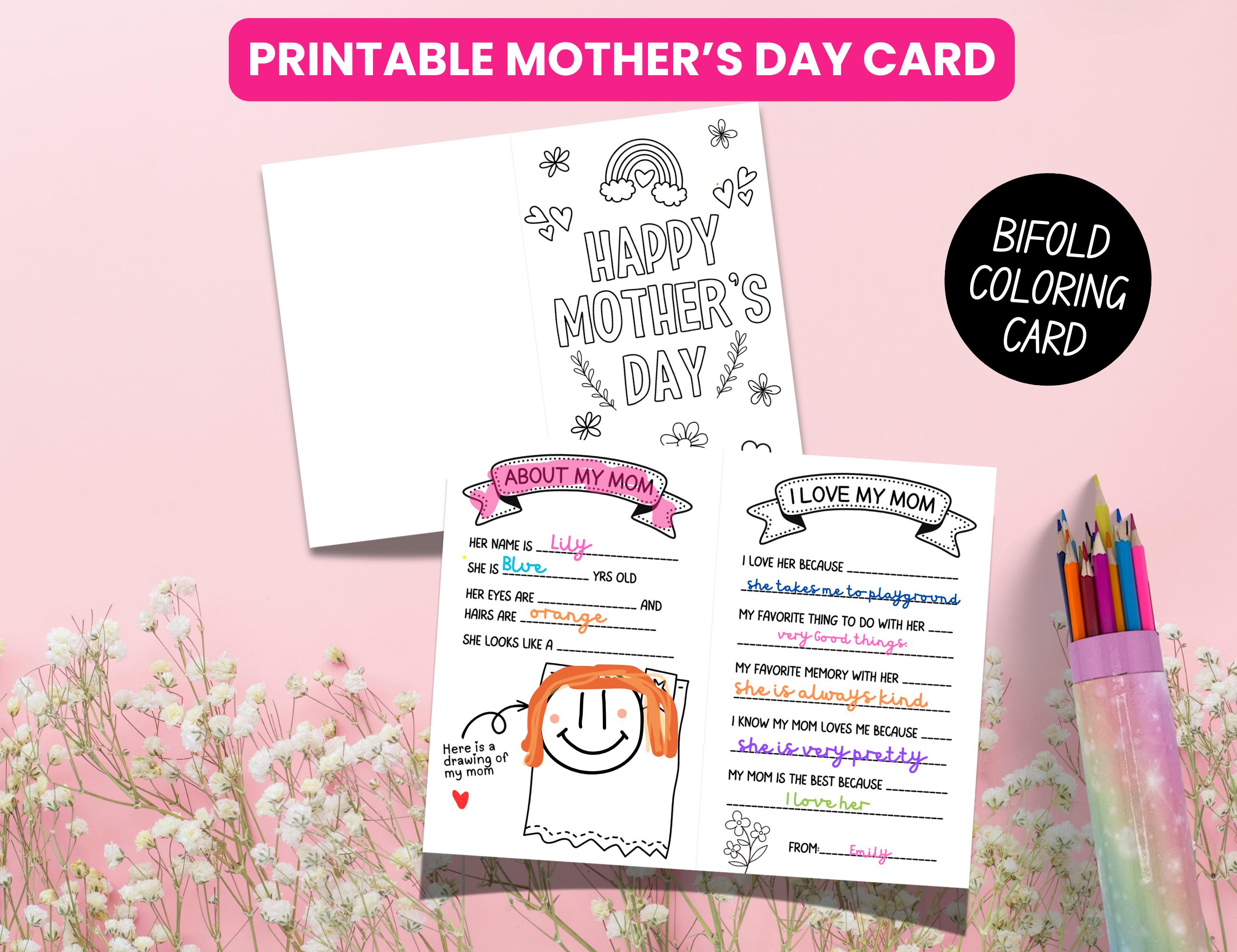 Printable Happy Mothers Day Coloring Card From Kids, All About My Mom ...