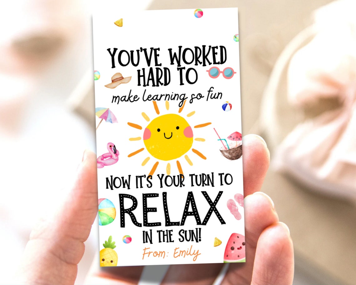 End of Year Teacher Gift Tag, Summer Teacher Gift Tag, Teacher Beach ...