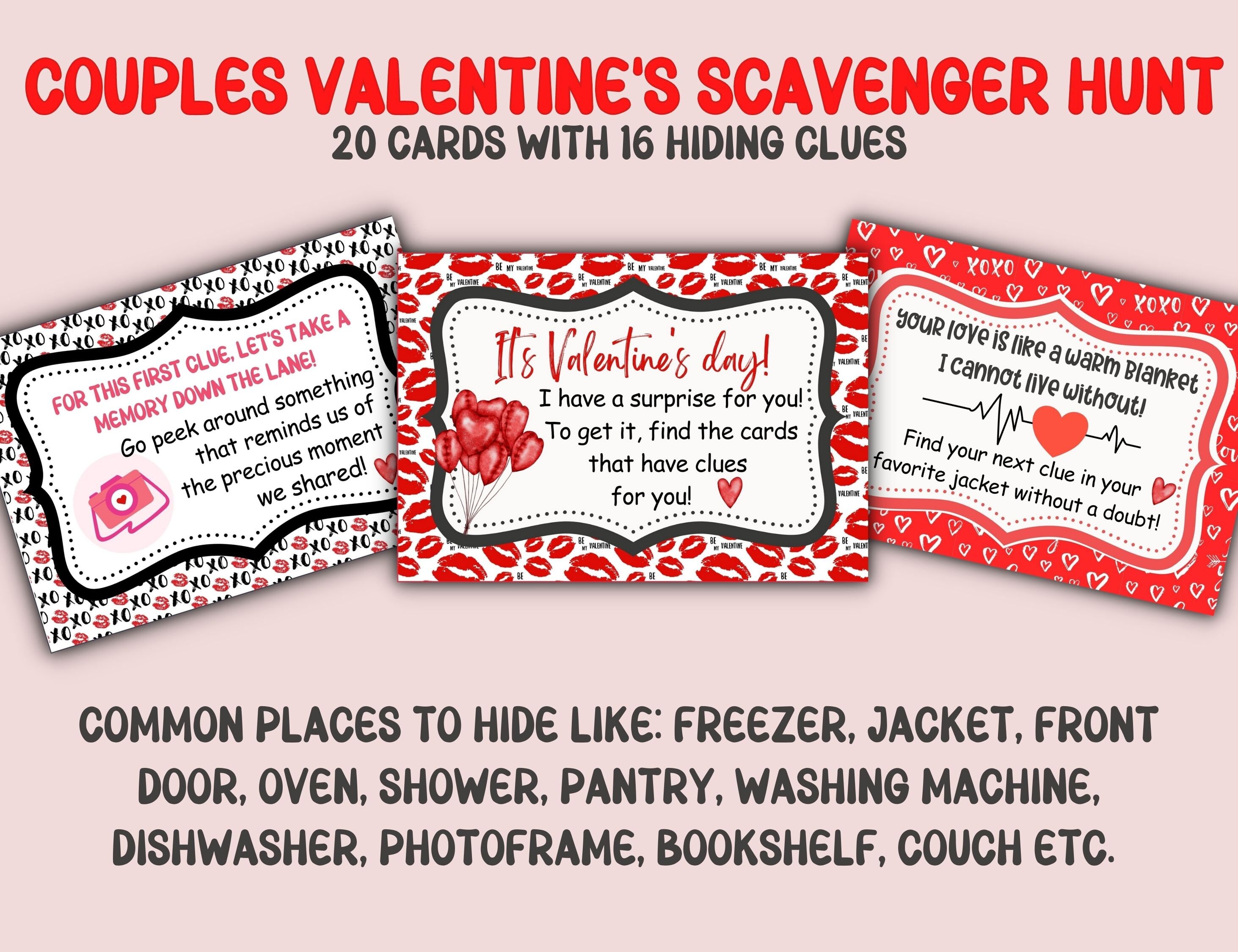 Valentines Adult Scavenger Hunt for Couples, Romantic Valentines Day ...