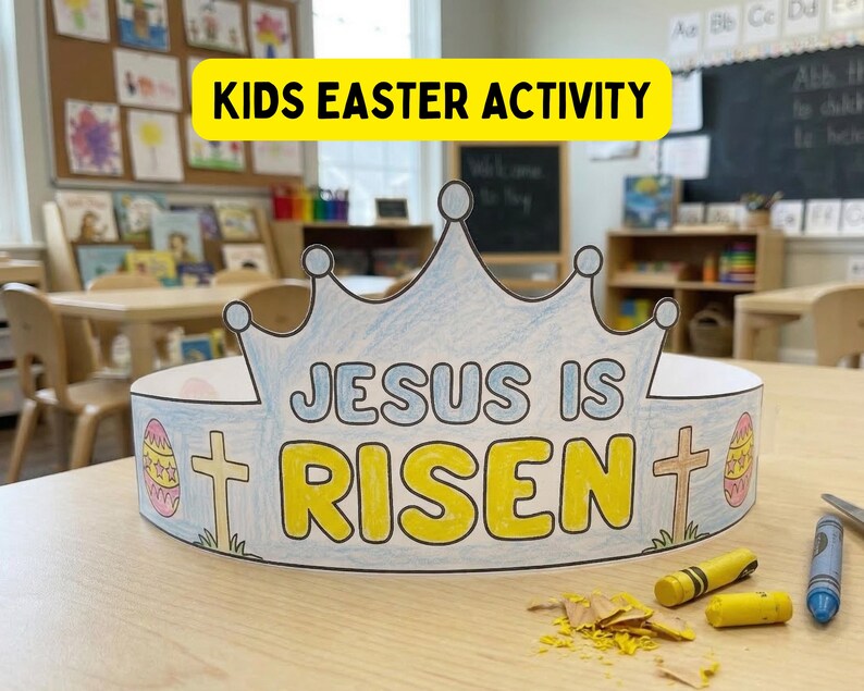 Easter Crown Craft Printable He is Risen Crown, Preschool Easter ...