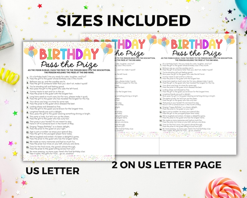 Birthday Pass the Prize Game, Pass the Gift Birthday Game, Birthday ...