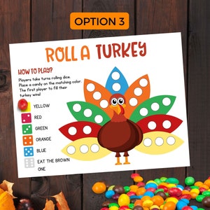 Roll A Turkey Dice Game, Printable Thanksgiving Game for Kids Adult ...