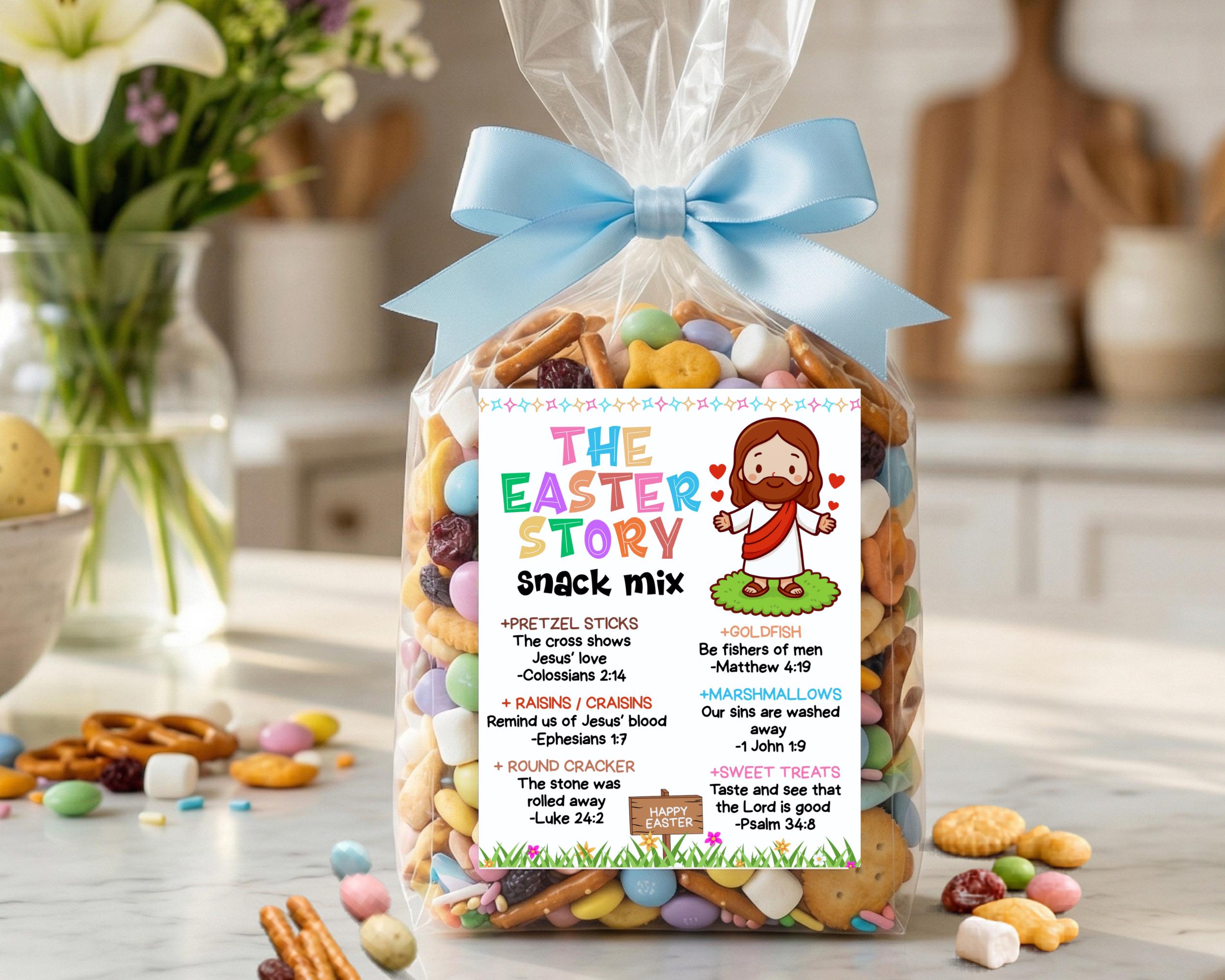 Easter Story Snack Mix Tag, Christian Easter Treat Bag Topper ...