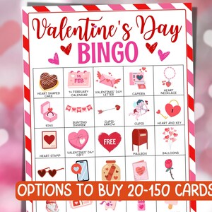 20 Valentines Day Bingo Cards, Valentines Bingo for Kids, Printable ...