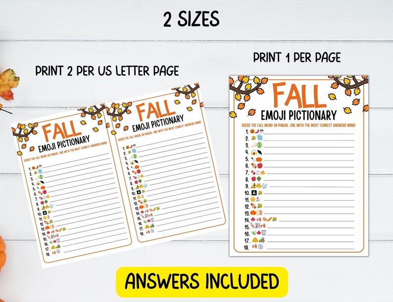 Fall Emoji Pictionary Game, Autumn Fall Party Games, Fall Time ...