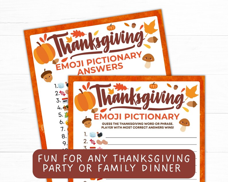Thanksgiving Emoji Game, Printable Thanksgiving Games for Kids Adults ...