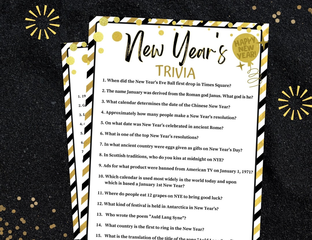 New Years Trivia Game, New Years Eve Party Games, New Years Eve Game ...