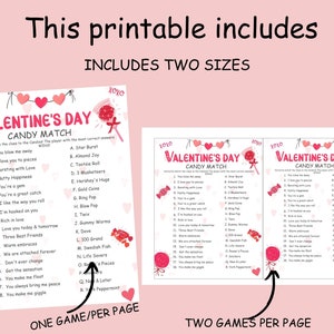 Valentines Day Candy Match Game, Candy Trivia Game, Printable ...