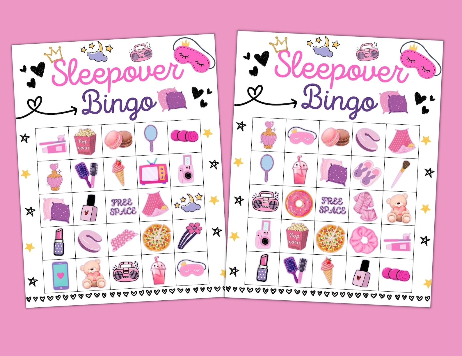 Sleepover Bingo Game, Slumber Party Bingo, Pajama Party Bingo, Slumber ...