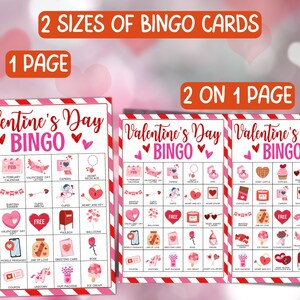 50 Valentines Bingo Cards, Printable Valentines Day Game for Kids ...