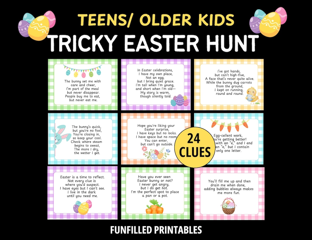 Teen Easter Egg Hunt Clue, Easter Scavenger Hunt for Teen Tween Older ...