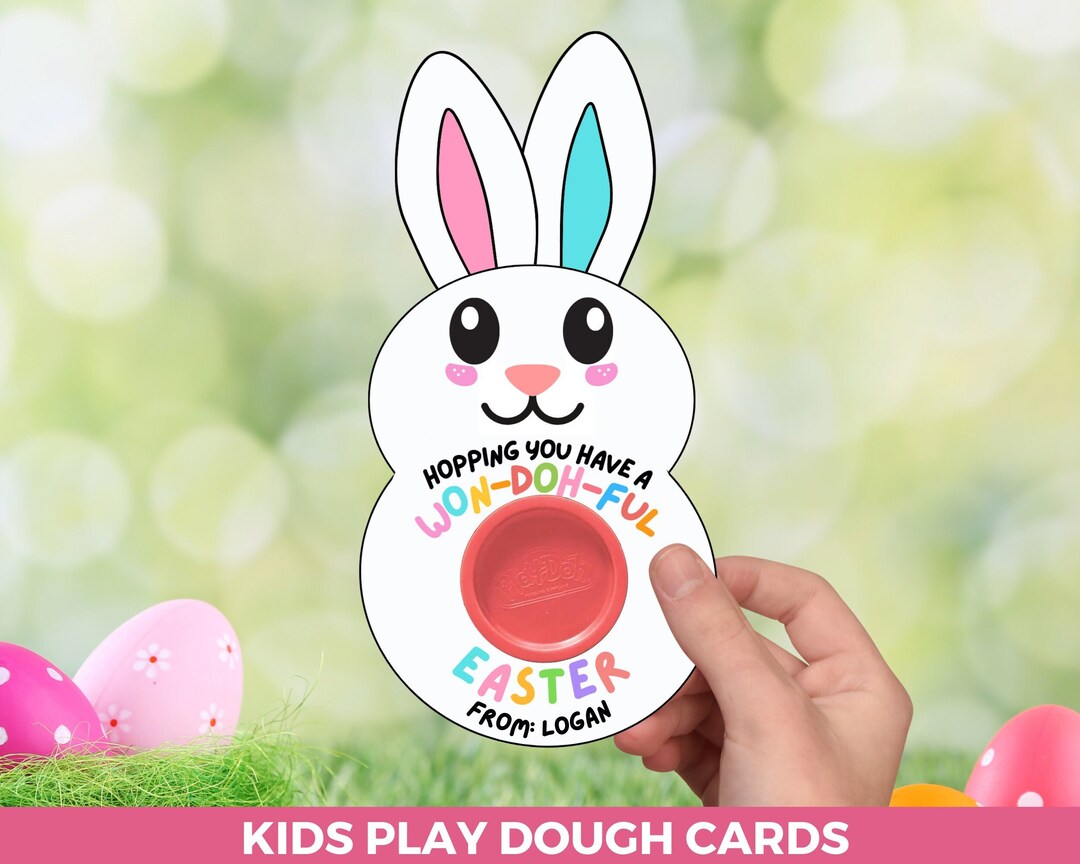 Easter Play Dough Gift Tag Printable, Easter Bunny Playdough Holder ...