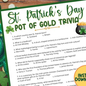 St Patricks Day Trivia Game, St Patricks Day Games, St Patricks Trivia ...