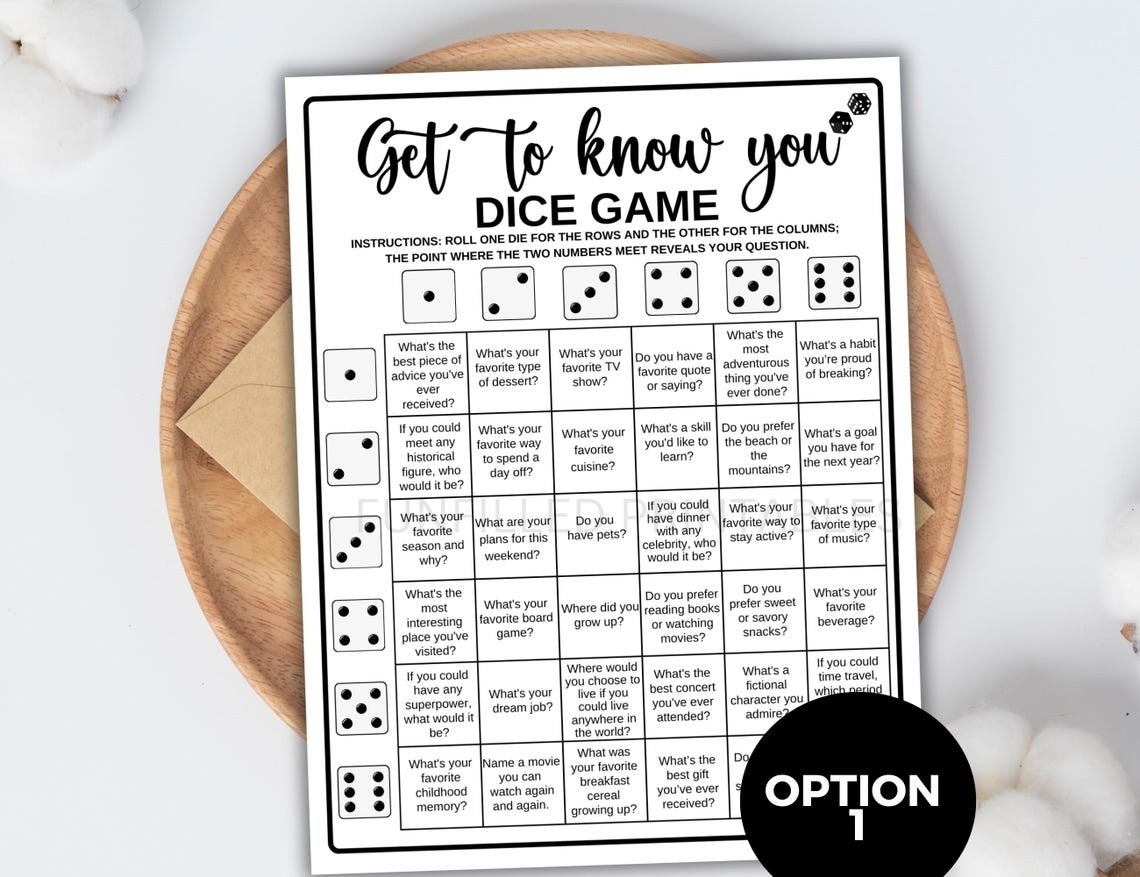 Icebreaker Game, Get to Know You, Team Building Game, Table Talk Dice ...