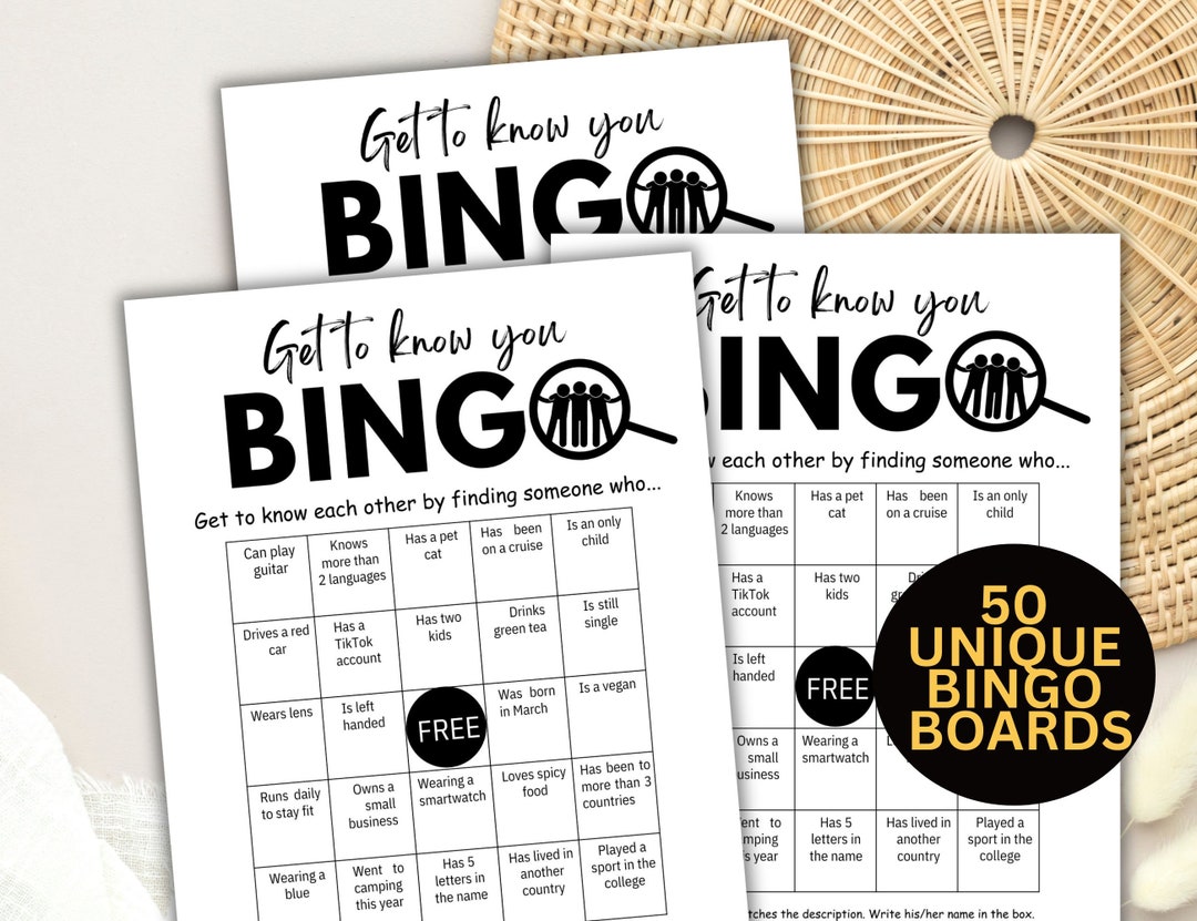 Get to Know You Bingo, Find Someone Who Bingo, Find the Guest Bingo ...