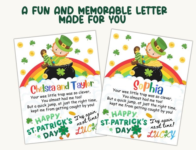Printable Leprechaun Letter Personalized St Patricks Day - Etsy