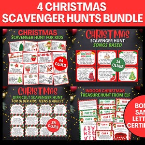 Christmas Scavenger Hunt for Kids Teens, at Home Xmas Scavenger Hunt ...